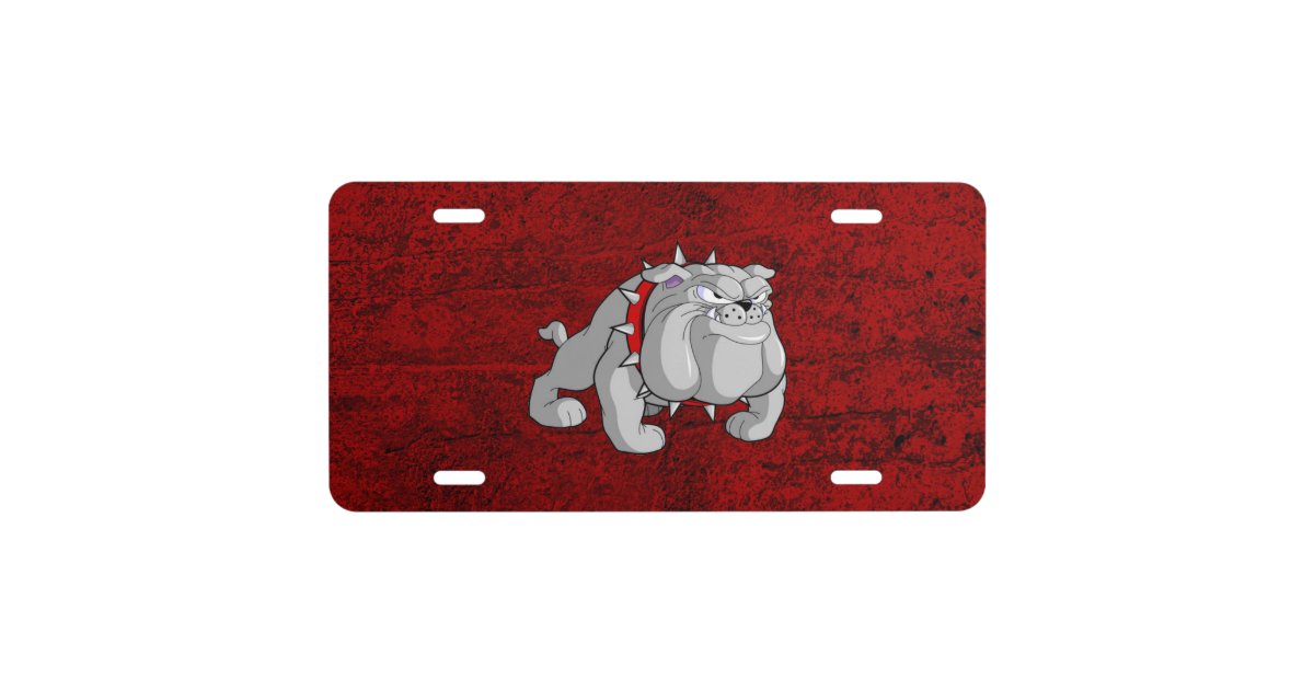 BULLDOG GRAY CARTOON LICENSE PLATE | Zazzle
