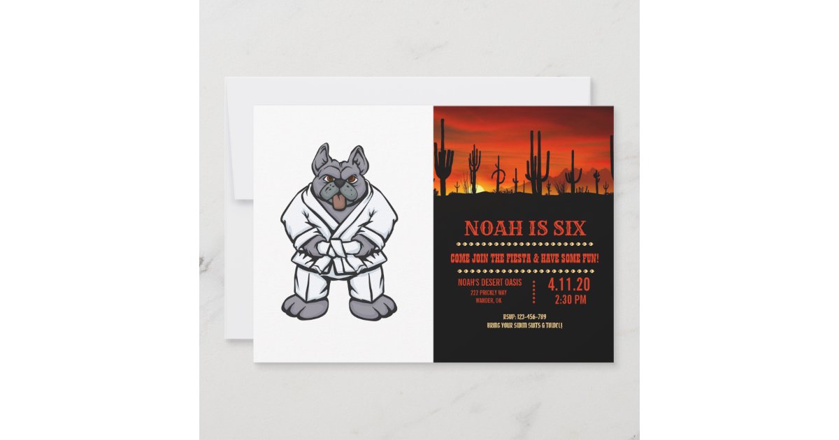 Bulldog jiu jitsu | choose background color invitation | Zazzle