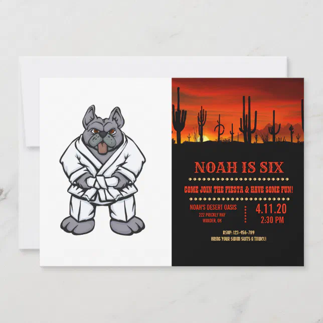 Bulldog jiu jitsu | choose background color invitation | Zazzle