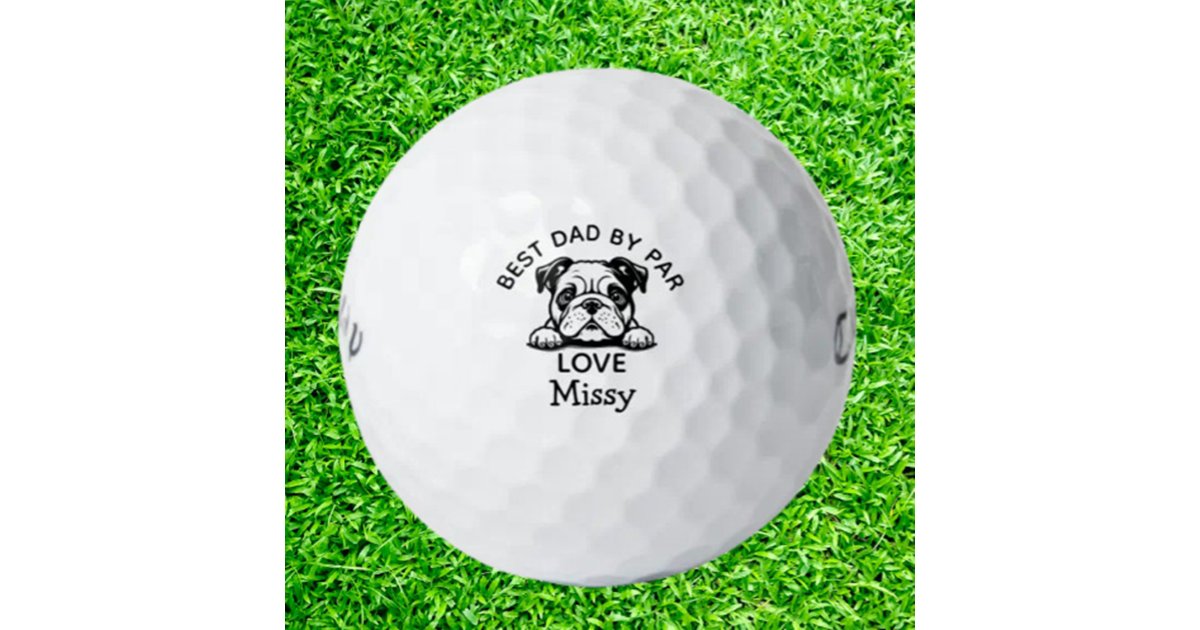 Bulldog Peeking Puppy Customize Golf Balls | Zazzle