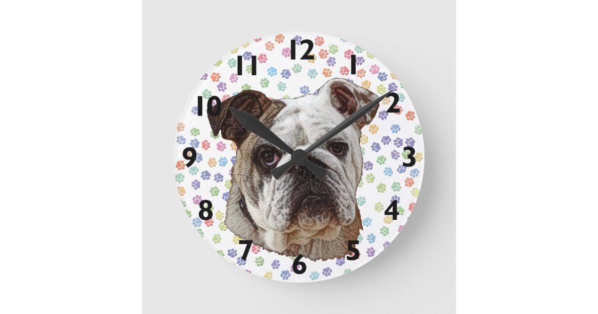 Bulldog Portrait Clock | Zazzle