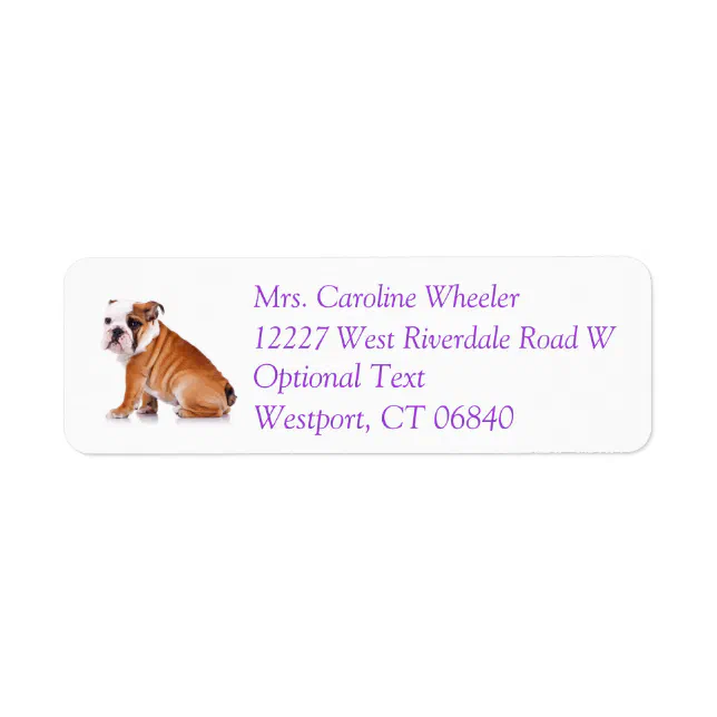 Bulldog Puppy Dog Return Address Name Label | Zazzle
