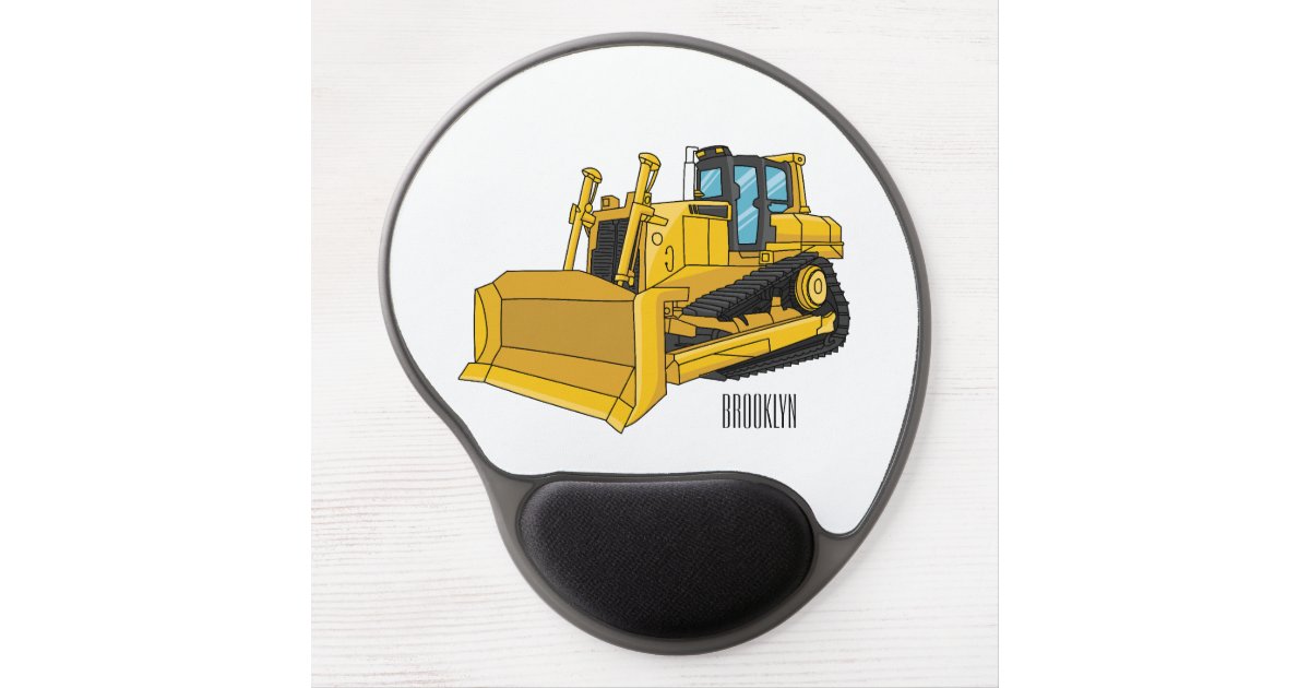 Bulldozer cartoon illustration gel mouse pad | Zazzle