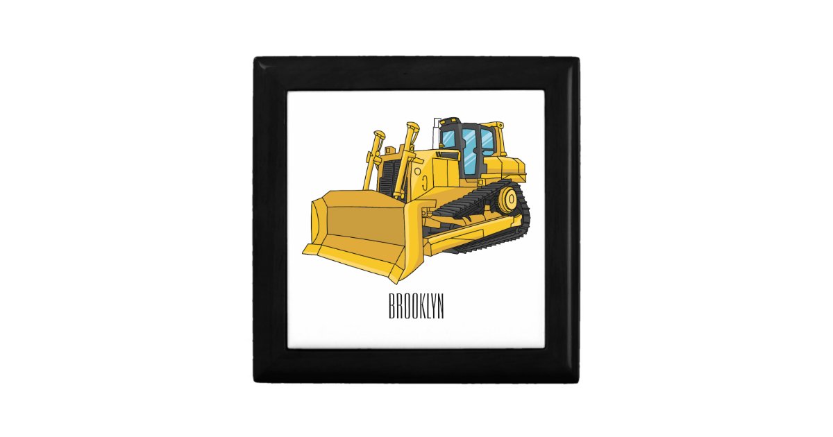 Bulldozer cartoon illustration gift box | Zazzle