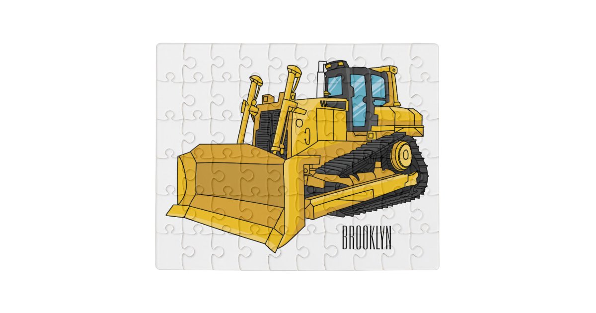 Bulldozer cartoon illustration jigsaw puzzle | Zazzle