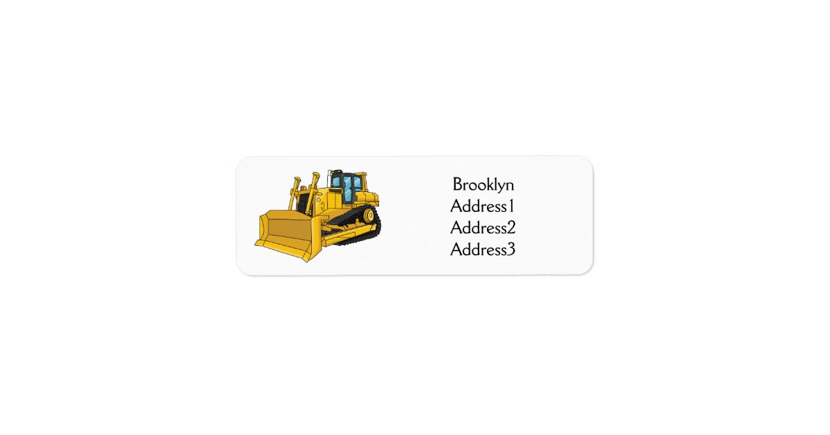 Bulldozer cartoon illustration label | Zazzle