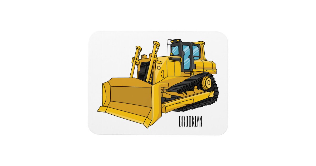 Bulldozer cartoon illustration magnet | Zazzle