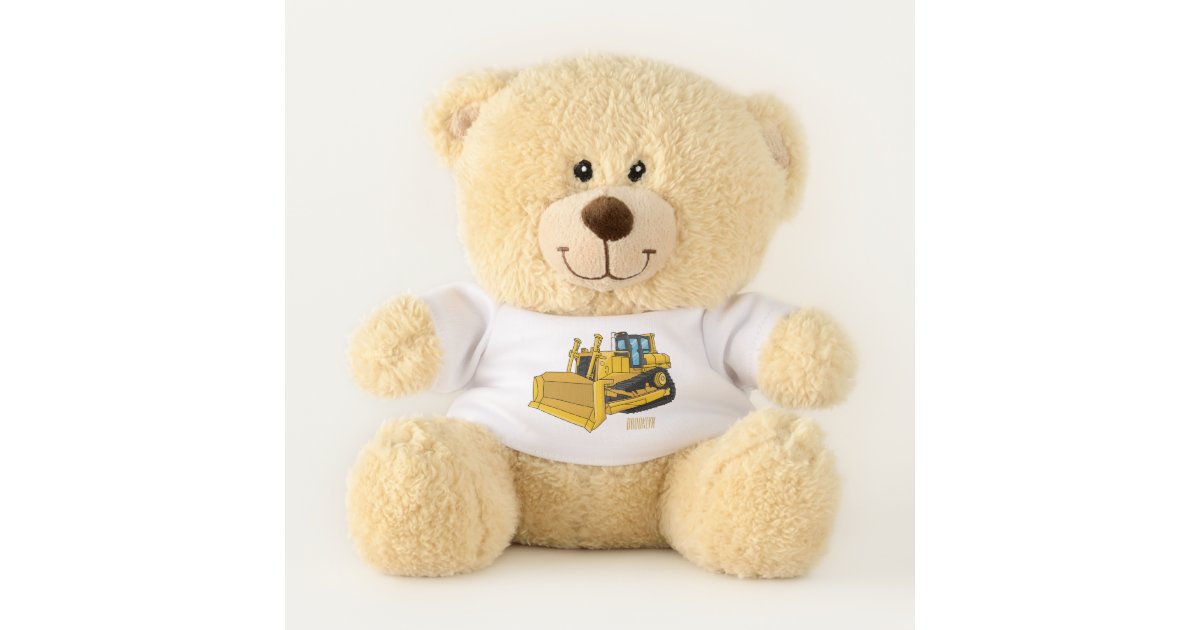 Bulldozer cartoon illustration teddy bear | Zazzle