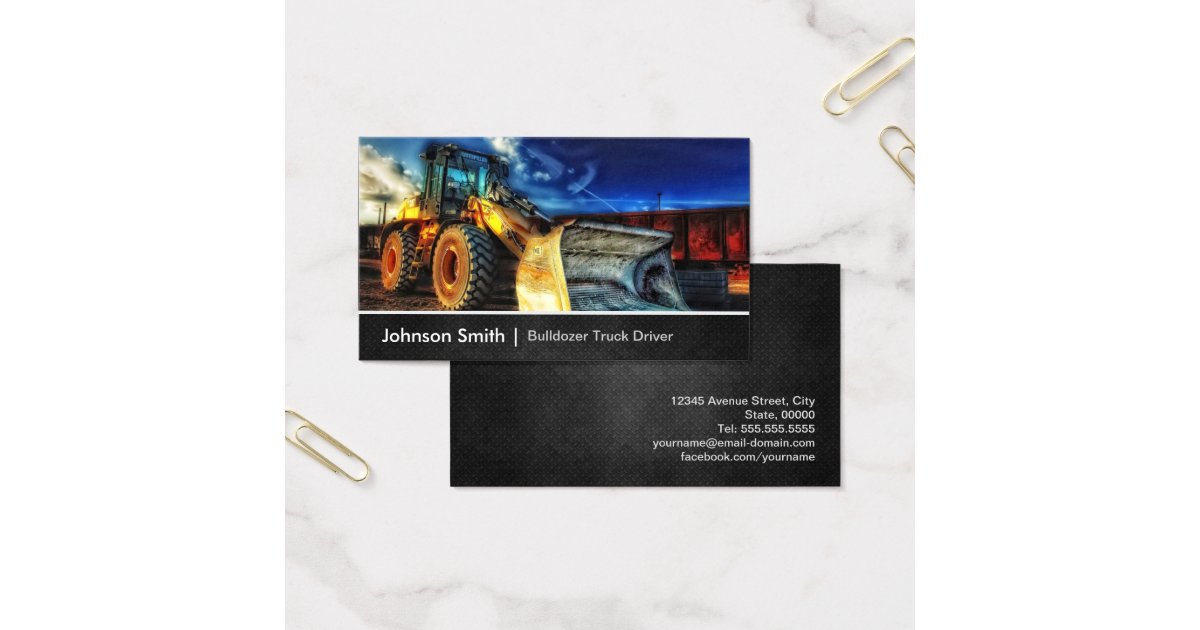 Bulldozer Excavator - Construction Truck Driver Business Card | Zazzle