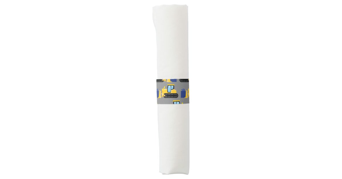Bulldozer Kid Cute 1st Birthday Party Construction Napkin Bands | Zazzle