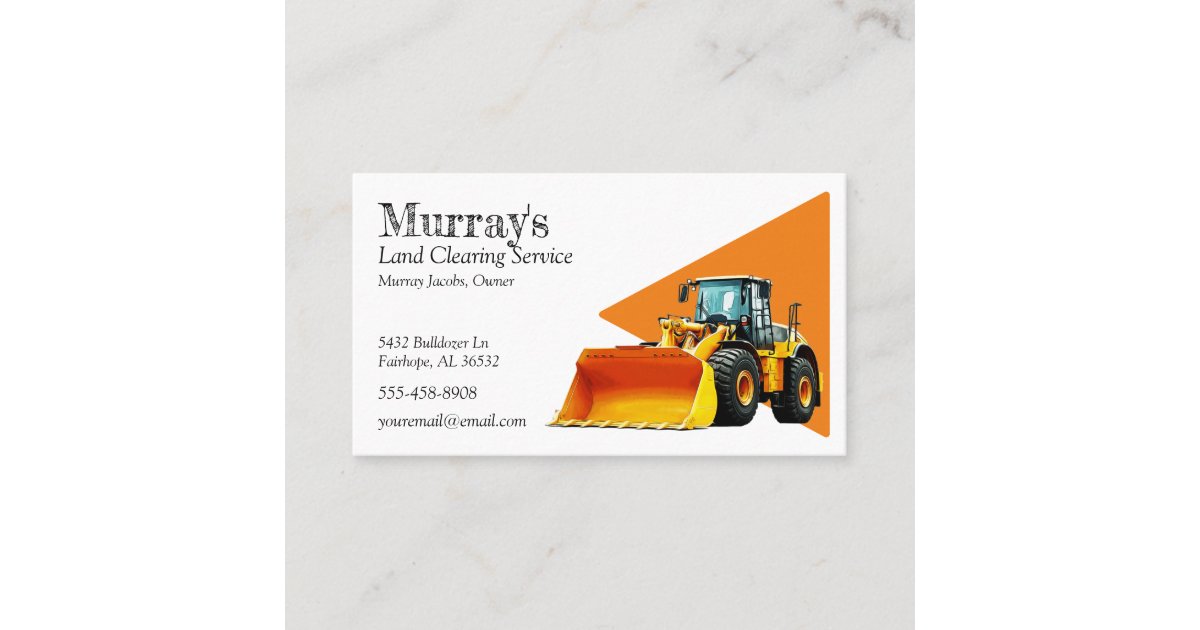 Bulldozer Land Clearing Business Card | Zazzle