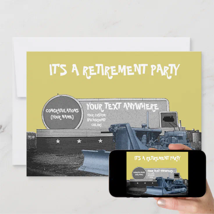 BULLDOZER OPERATING ENGINEER RETIREMENT INVITATION | Zazzle