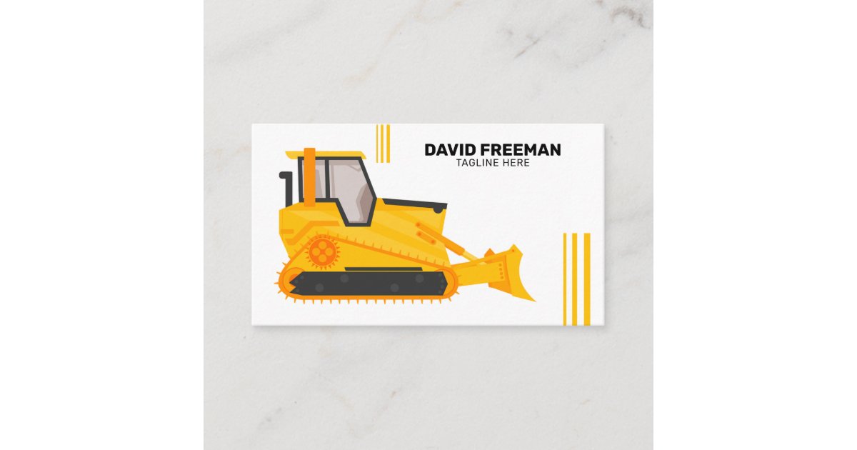Bulldozer White Construction Heavy Equipment Business Card | Zazzle