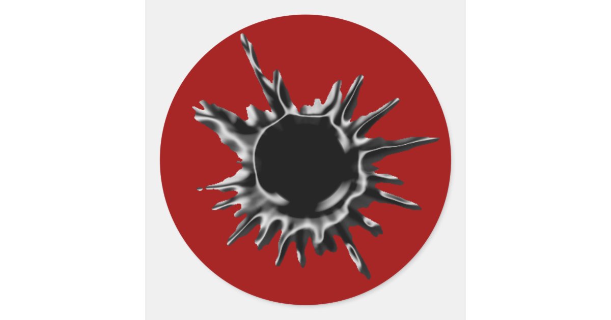 Bullet hole shot classic round sticker | Zazzle