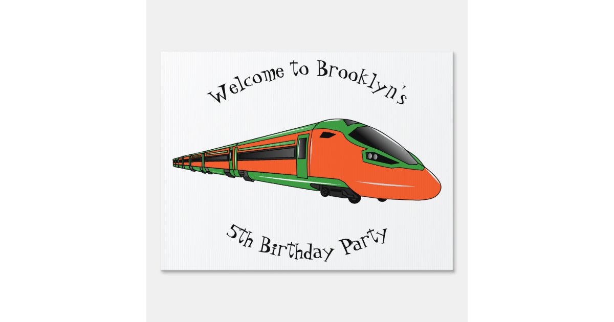 Bullet train cartoon illustration sign | Zazzle