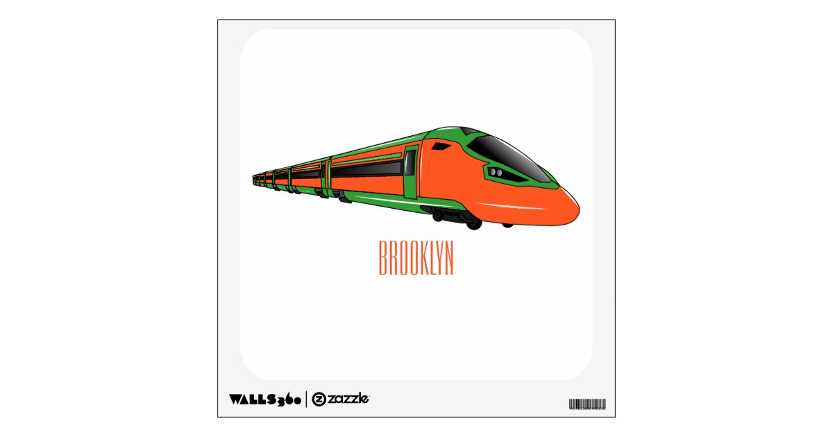Bullet train cartoon illustration wall decal | Zazzle