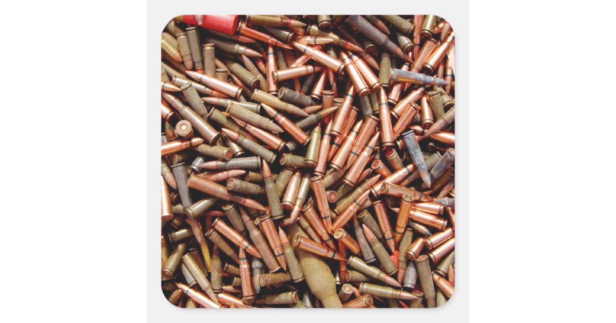 Bullets, ammunition square sticker | Zazzle
