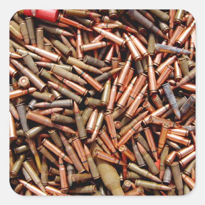 Bullets, ammunition square sticker | Zazzle.com
