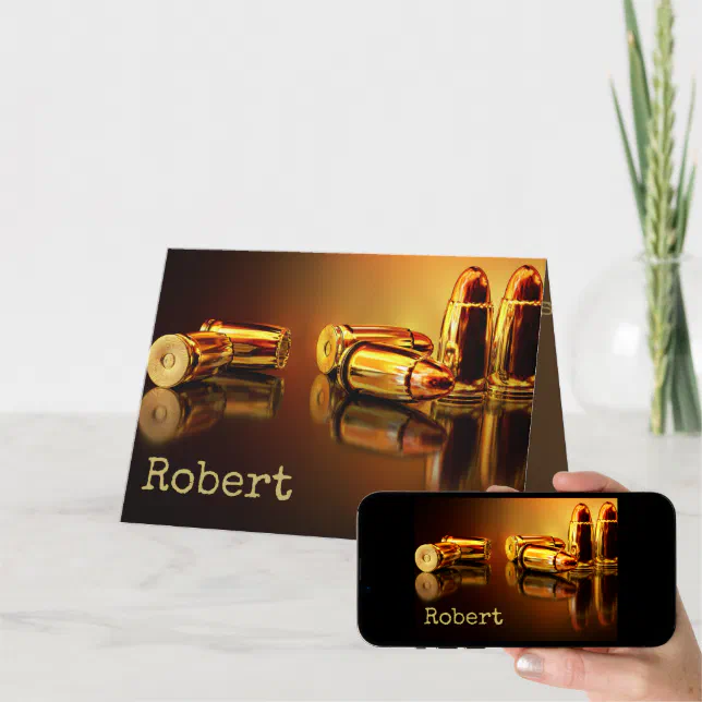 Bullets and cartridges shooting birthday card | Zazzle