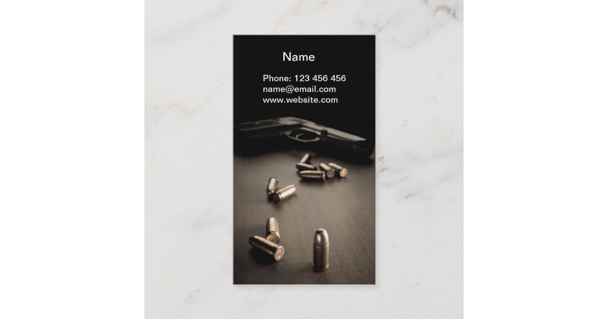 bullets and handgun business card | Zazzle