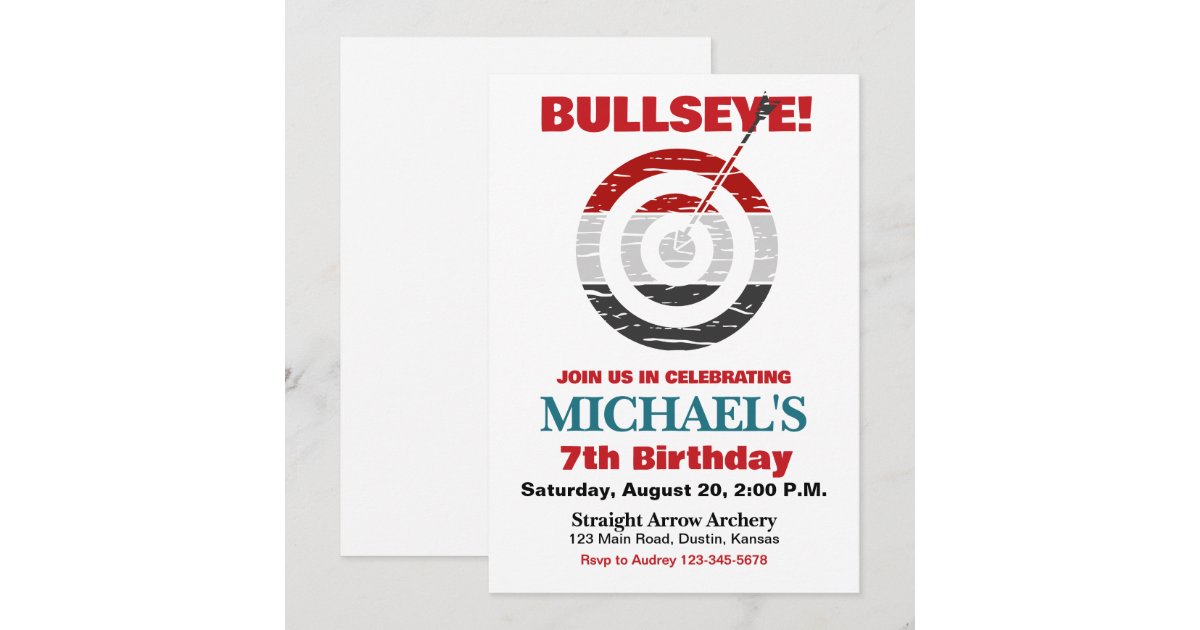 Bullseye Archery Birthday Party Invitation | Zazzle