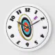 Bullseye Archery Target with Arrow Hitting Center Large Clock | Zazzle