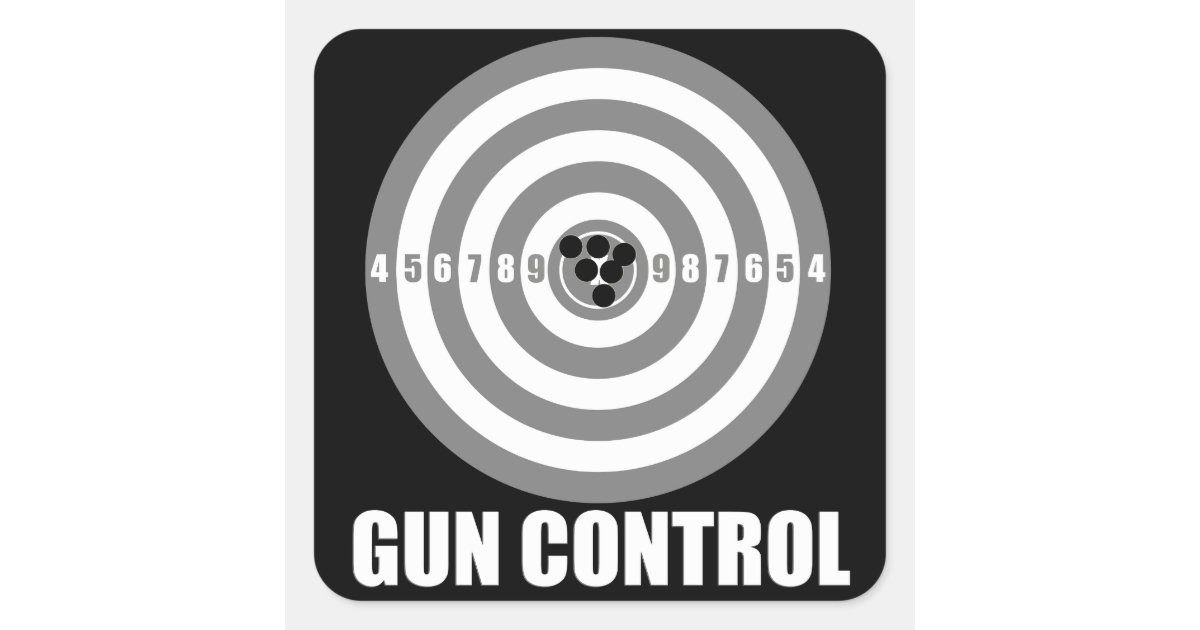 bullseye gun control square sticker | Zazzle