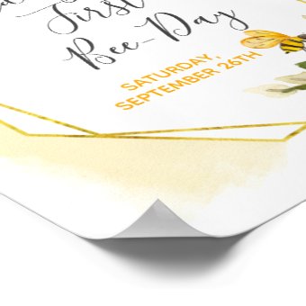 Bumble Bee 1st Birthday Party Welcome Sign Poster | Zazzle