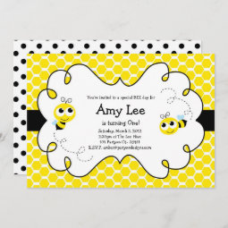 Bumble Bee Babee Birthday yellow Invitation | Zazzle