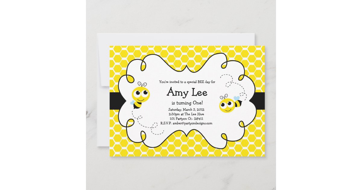 Bumble Bee Babee Birthday yellow Invitation | Zazzle