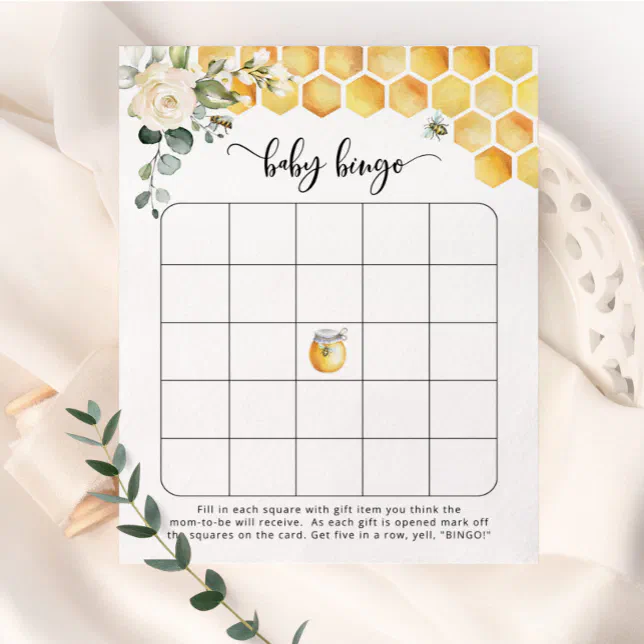 Bumble bee baby shower bingo. Bee baby bingo game | Zazzle