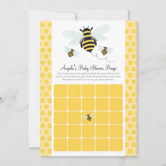 Bumble Bee Baby Shower Bingo Card | Zazzle