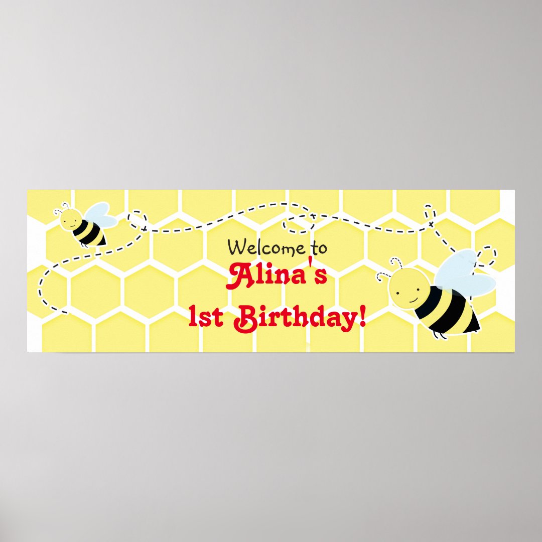 Bumble Bee Baby Shower Birthday Party Banner Poster | Zazzle