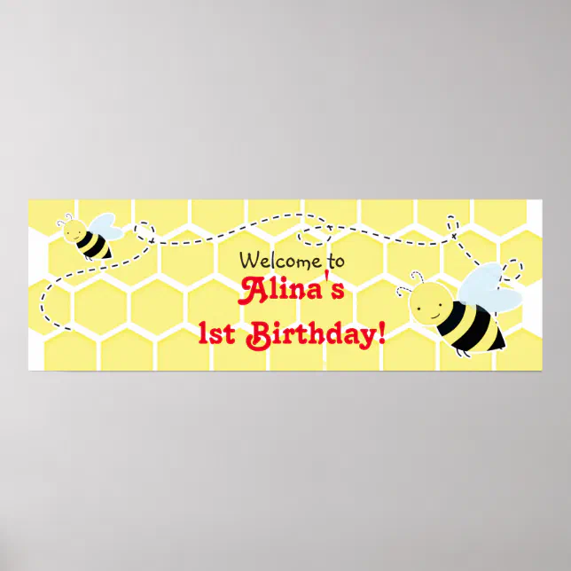 Bumble Bee Baby Shower Birthday Party Banner Poster | Zazzle