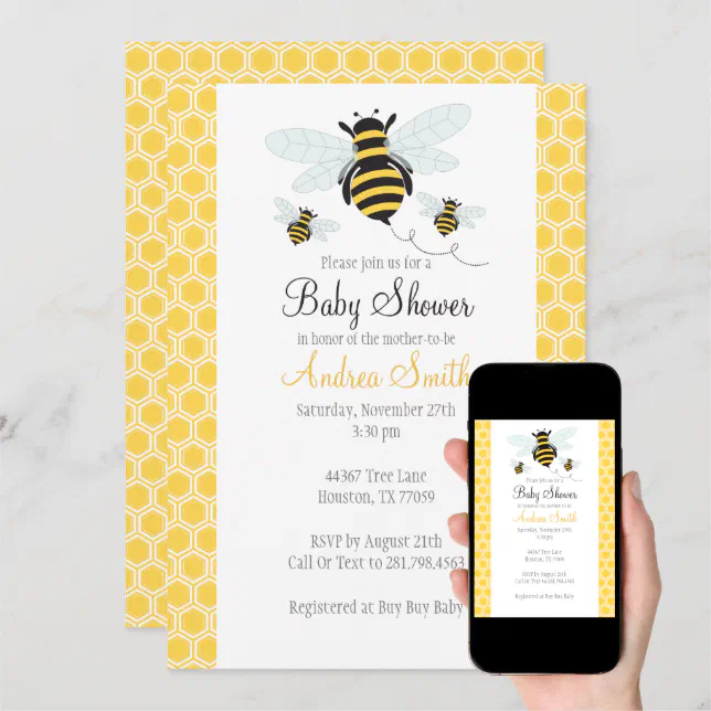 Bumble Bee Baby Shower-Birthday Party Invitation | Zazzle