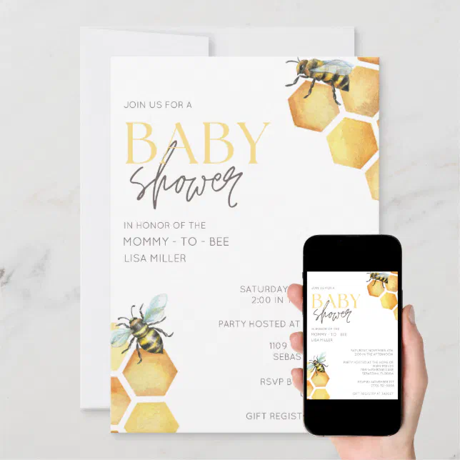 Bumble Bee Baby Shower Invitation | Zazzle