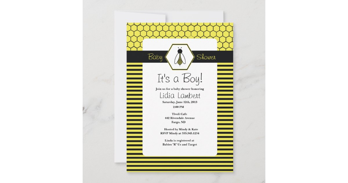 Bumble Bee Baby Shower Invitation | Zazzle