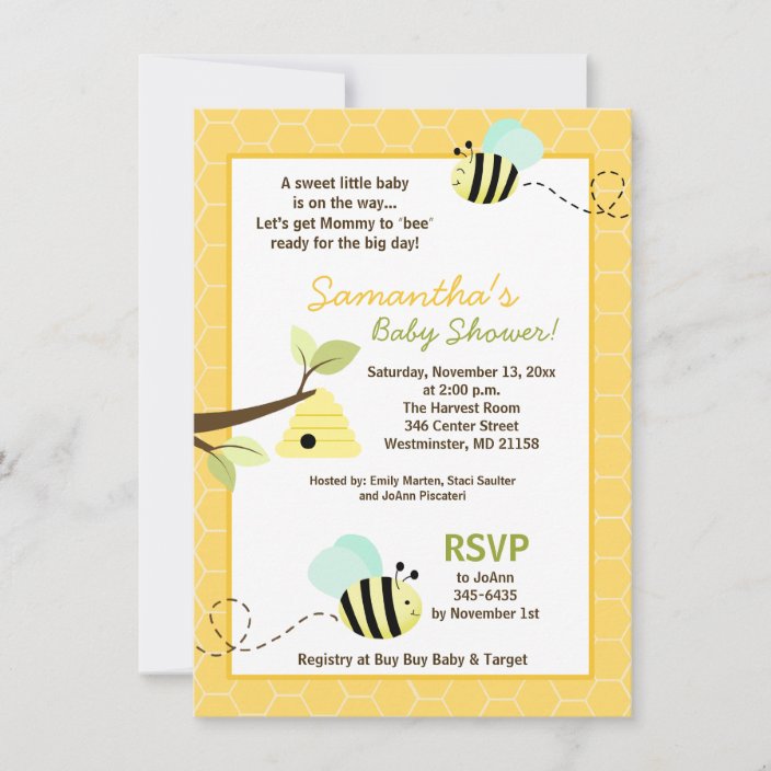 Bumble Bee Baby Shower Invitation 4.25 x 6.5 Size | Zazzle.com