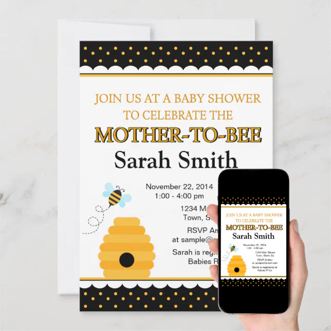 Bumble Bee Baby Shower Invitation 5x7 Card | Zazzle