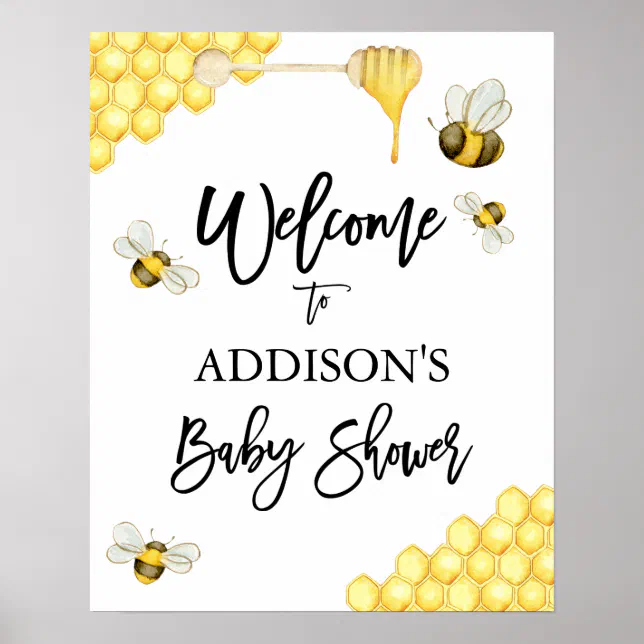 Bumble Bee Baby Shower Welcome Sign | Zazzle