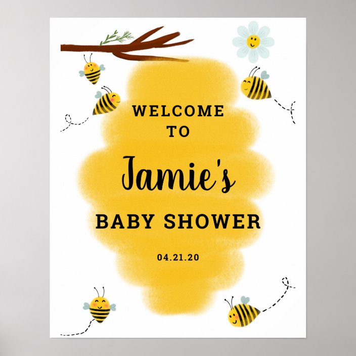 Bumble Bee Baby Shower Welcome Sign Poster | Zazzle