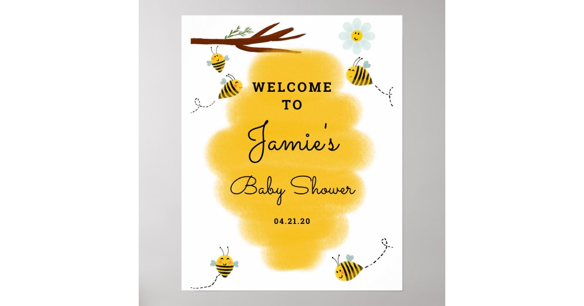 Bumble Bee Baby Shower Welcome Sign Poster | Zazzle