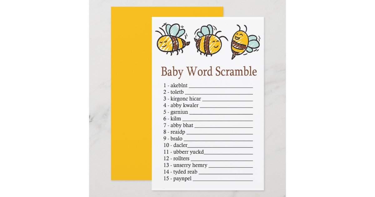 Bumble Bee Baby word scramble game | Zazzle