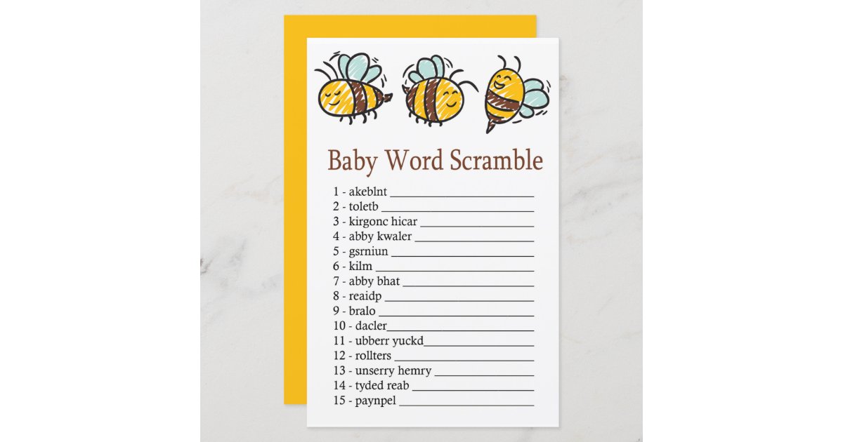 Bumble Bee Baby word scramble game | Zazzle