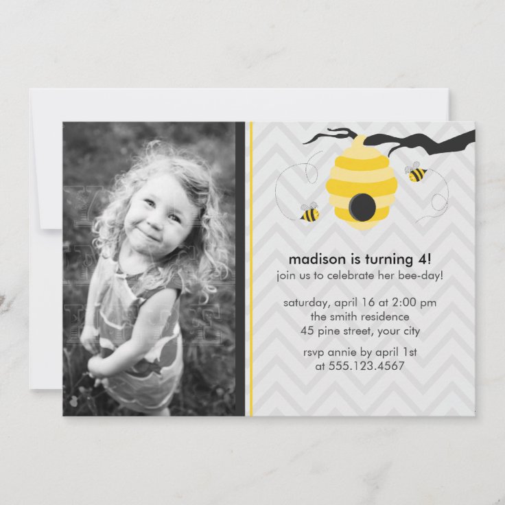 Bumble Bee Birthday Party Invitation | Zazzle