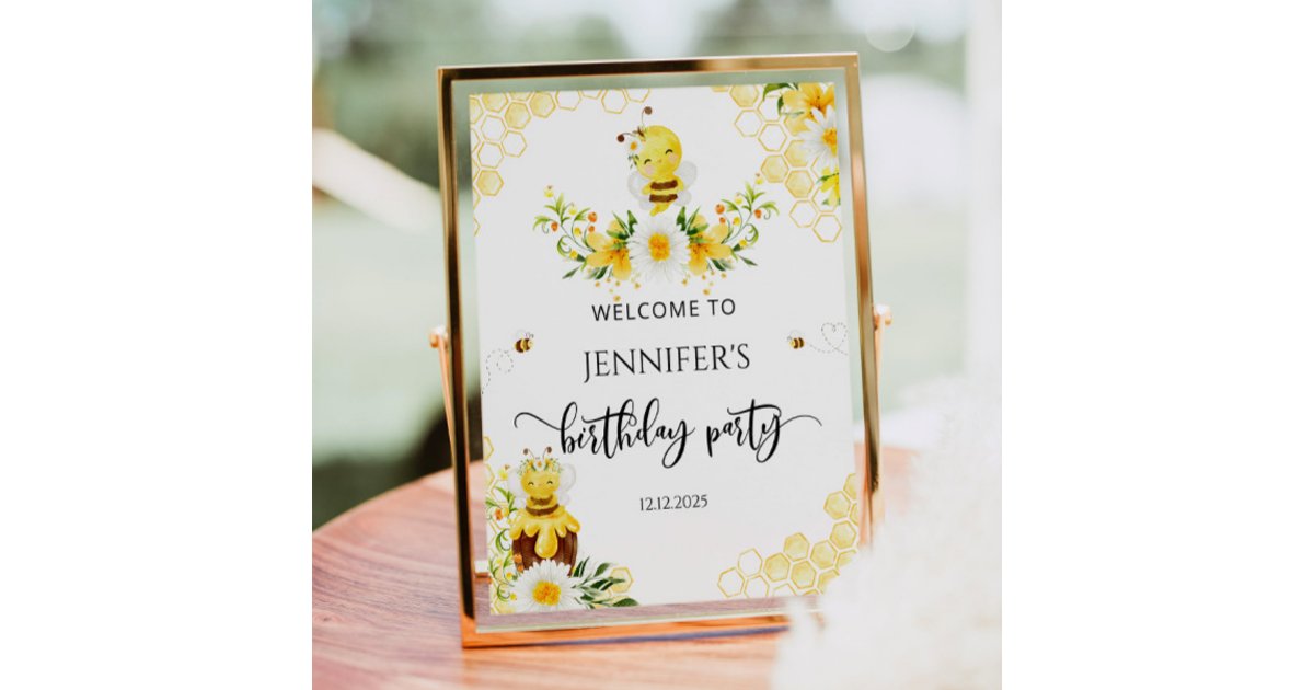 Bumble bee Birthday welcome Poster | Zazzle