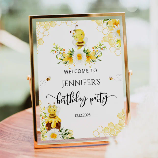 Bumble bee Birthday welcome Poster | Zazzle