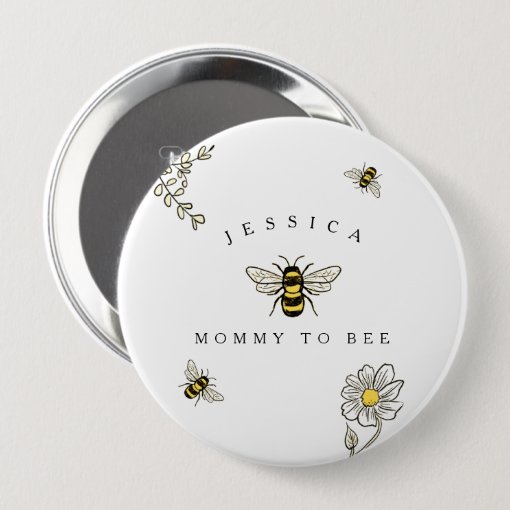 Bumble bee Buzzy Bee Mommy to Bee Button | Zazzle
