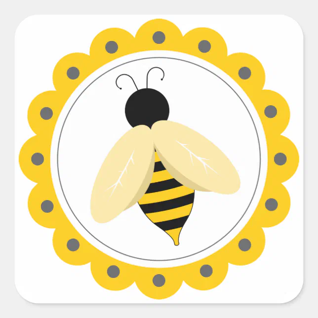 Bumble Bee Circle Square Sticker | Zazzle