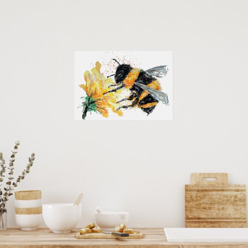 Bumble Bee collecting Pollen Poster | Zazzle